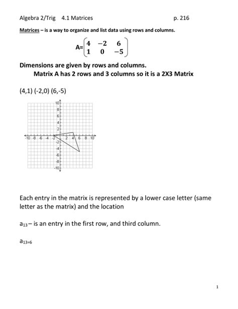 A Dimensions Are Given By Rows And Columns