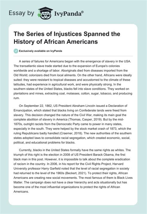 The Series Of Injustices Spanned The History Of African Americans 346