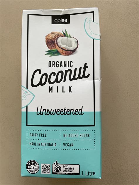 Coles Organic Coconut Milk Unsweetened 1litre