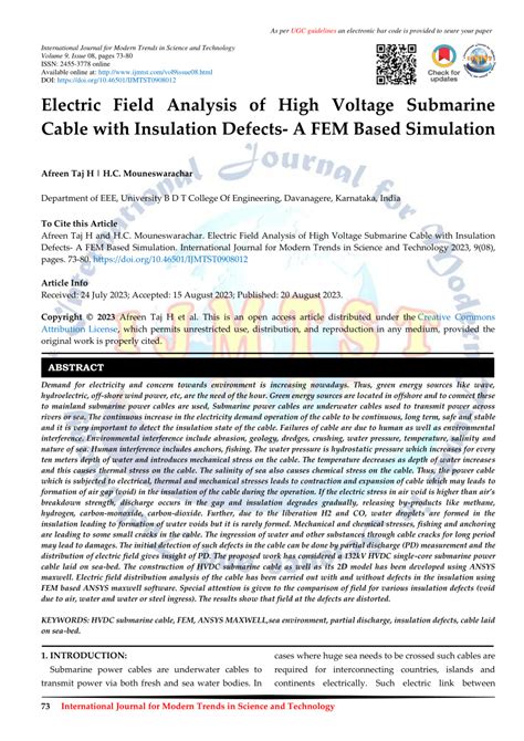 PDF Electric Field Analysis Of High Voltage Submarine Cable With Insulation Defects A FEM