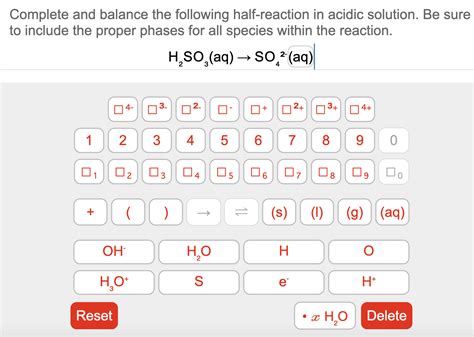 Solved Complete And Balance The Following Half Reaction In