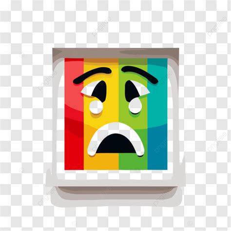 사각형 프레임에 앉아 있는 무지개 얼굴 프린트 벡터 흰색 배경에 감정의 단순한 다채로운 아이콘 그림자 없음 작은 프레임 중앙 Png 일러스트 및 벡터 에 대한 무료