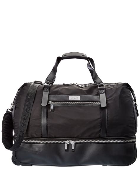 Cavalli Class Drop Bottom Rolling Duffel Bag In Black Modesens