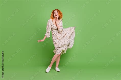 Full Size Photo Of Flirty Wavy Hairdo Young Lady Look Empty Space Wear