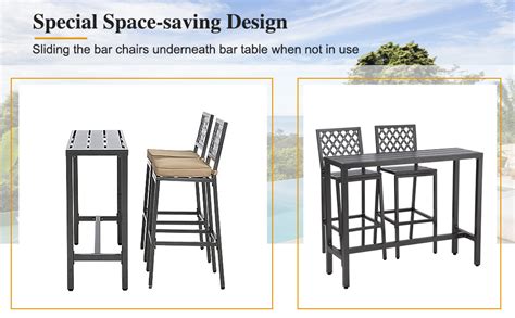 Gs Chier 3 Piece Outdoor Patio Bar Set Bar Height Patio
