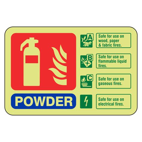Photoluminescent Powder Fire Extinguisher Id Sign Markasafety