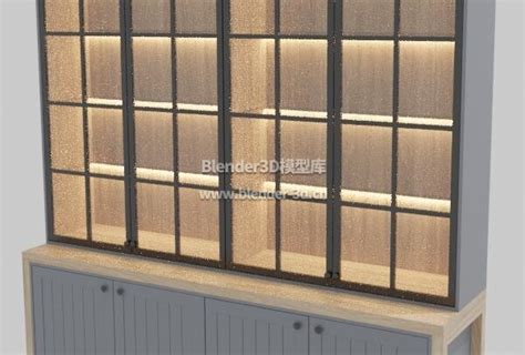 Blender 玻璃橱窗橱柜展示陈列柜子3d模型素材资源免费下载 Blender3d模型库
