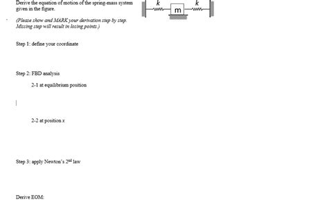 solved derive the equation of motion of the spring mass