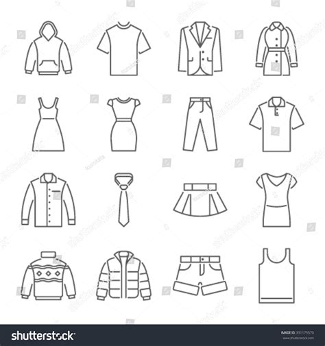 Clothes Icons Thin Line Style Stock Vector Royalty Free 331175570