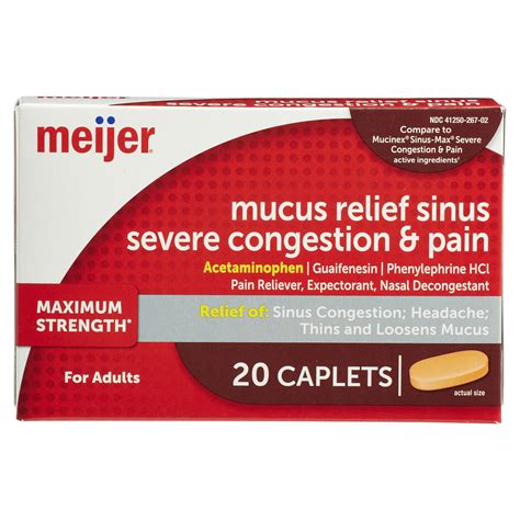 Meijer Mucus Relief Sinus Severe Congestion Relief Caplets 24 Ct Shipt