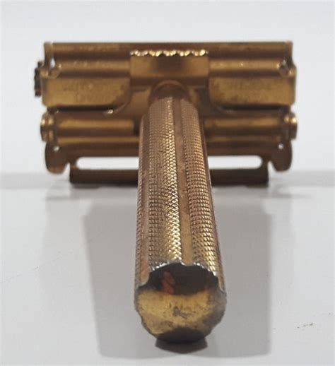 Vintage Gillette Safety Razor Co Valet Auto Strop Gold Tone Metal Shav