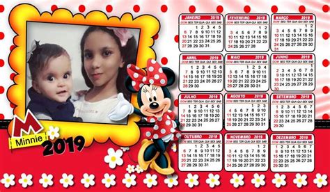 Moldura Calendario 2019 Minnie Vermelha Adicione Uma Foto