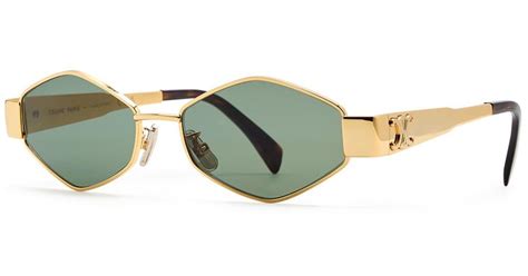 Celine Hexagonal Frame Sunglasses In Green Lyst Uk