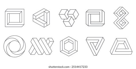 Impossible Figures 3d Abstract Optical Illusion Stock Vector Royalty Free 2432845405
