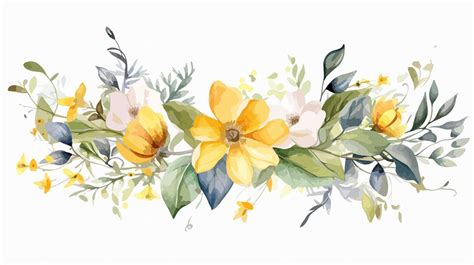 Summer Flowers And Fresh Leaves Frame Isolated On White Background
