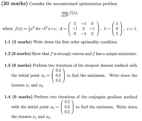 Solved Marks Consider The Unconstrained Optimization Chegg
