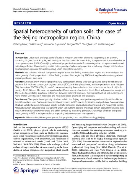 Pdf Spatial Heterogeneity Of Urban Soils The Case Of The Beijing