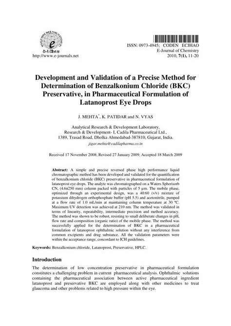 Pdf Development And Validation Of A Precise Method For Journals Jchem