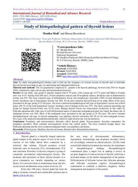 Pdf Study Of Histopathological Pattern Of Thyroid Lesions