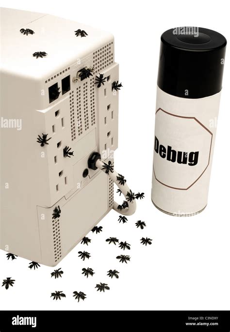 Insect Repellent With Ants And Computer Cpu Isolated Over White Stock