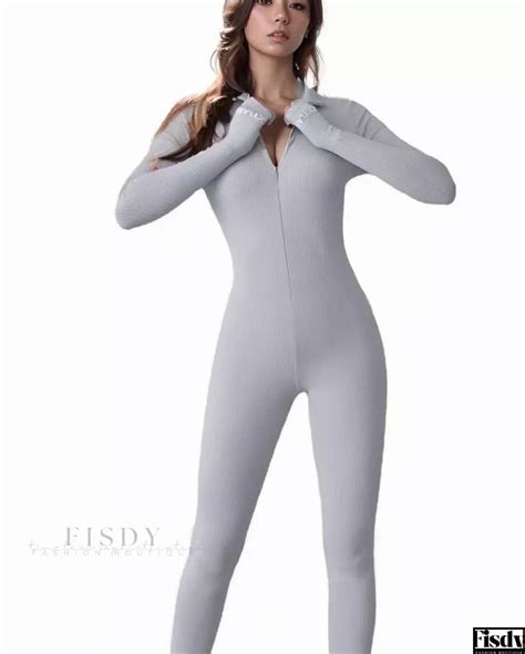 Fisdy Traje De Yoga De Alta Calidad Mono Bordado Con Cremallera