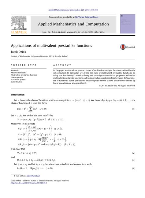 Pdf Properties Of The Convolution With Prestarlike Functions