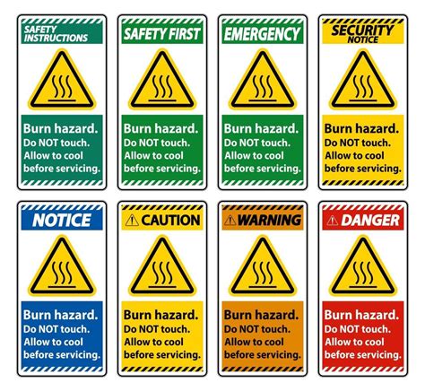 Burn Hazard Safety Do Not Touch Label Sign On White Background 2596876