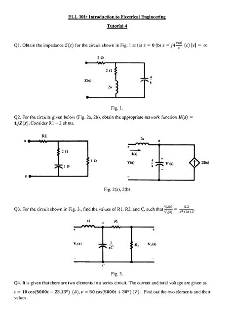 ELL101 Tutorial 4 ELL 101 Introduction To Electrical Engineering