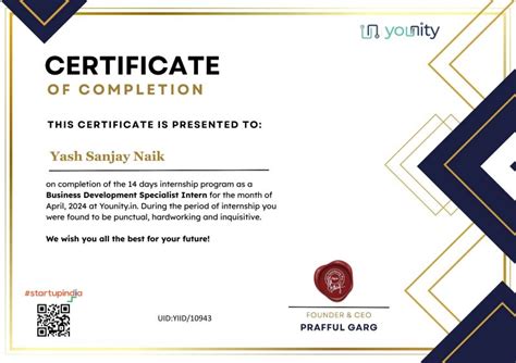 Yash Naik On Linkedin Internshipcompletion Businessdevelopment Younity