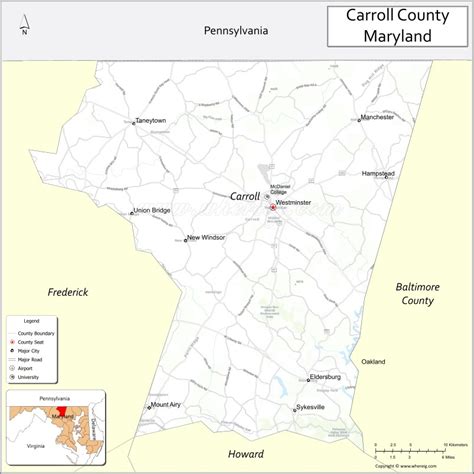 Carroll County Map Maryland Where Is Located Cities Population