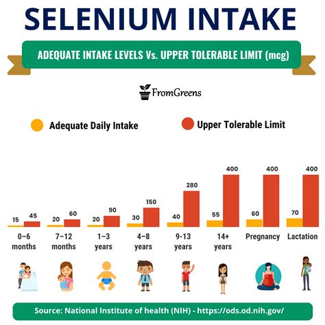 Selenium Daily Intake Nutrition Chart