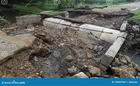 Road Damage Due To Heavy Rain And Flash Floods Stock Image Image Of
