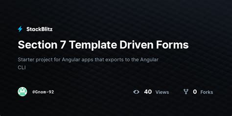Section 7 Template Driven Forms Stackblitz