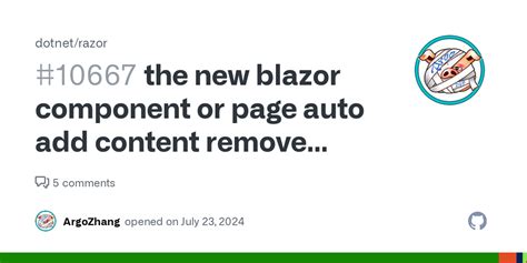 The New Blazor Component Or Page Auto Add Content Remove Config In