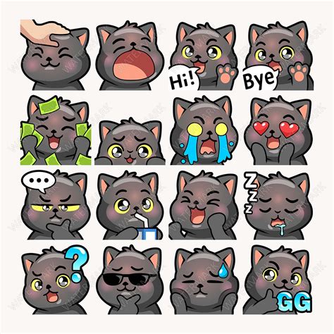 Black Cat Emotes X For Twitch Discord Emote Black Cat Etsy