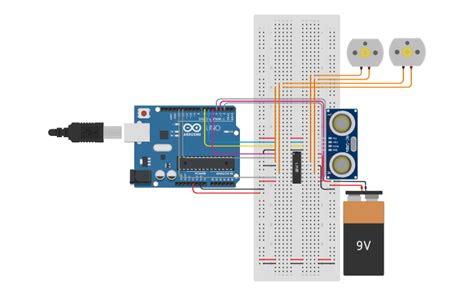 Circuit Design Object Sensing Robot Tinkercad