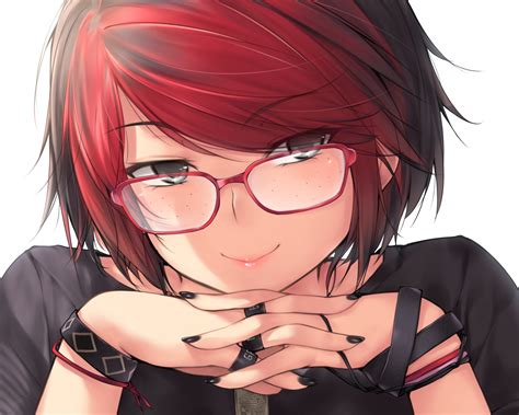 Redhead Short Hair Smiling Kopianget Glasses Huniepop 2 Anime