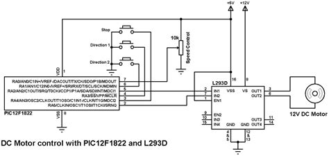 dc motor control using pic12f1822 and l293d ccs c compiler