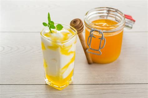 Premium Photo Prepared Homemade Yogurt With Natural Honey In A Glass