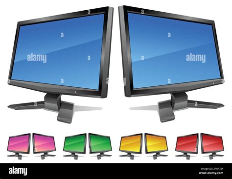 Modern Led Monitors With Clear Color Screens Vector Illustration Can