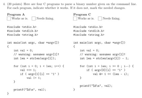 Solved 4 20 Points Here Are Four C Programs To Parse A