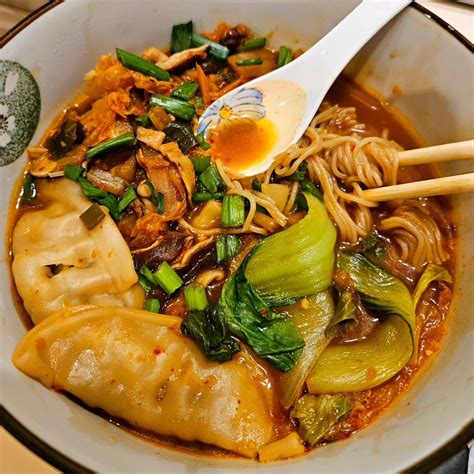 Kimchi Noodle Soup With Dumplings From The Foodie Takes Flight Dining