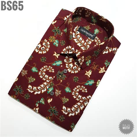 Jual Kemeja Batik Pria Lengan Pendek Bs65 Katun Motif Modern Dixmont