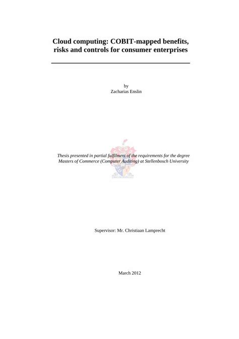 Pdf Cloud Computing Cobit Mapped Benefits Risks And Controls
