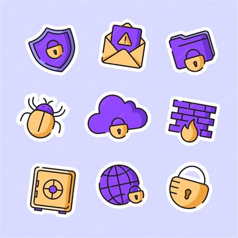 Premium Vector Security Symbols Flat Stickers Set