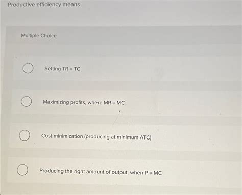 solved productive efficiency meansmultiple choicesetting