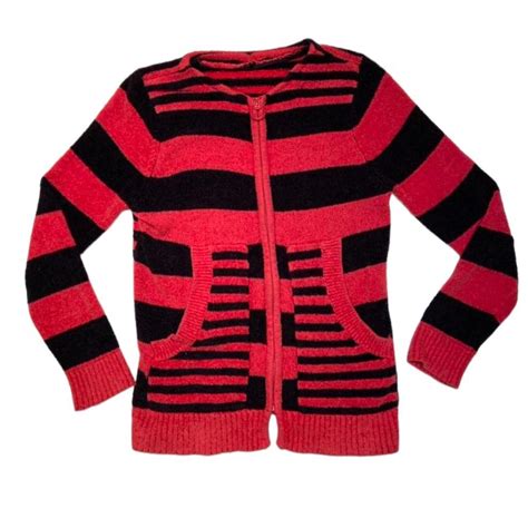 Super Cool Black And Red Striped Jacket Brand Depop