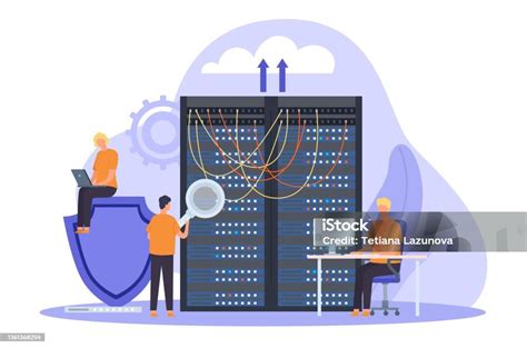 시스템 관리자 서버 유지 관리 지원 및 보안 개념 클라우드 네트워크 스토리지 기술 Sysadmin 고정 서버 벡터 배너 데이터