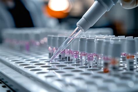 Premium Photo The Scientist Fills The Microplate With A Pipette In