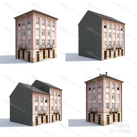 欧式建筑 美式建筑 建筑配楼 欧式楼房 简欧住宅 建筑外观3d模型下载id187322牛模网